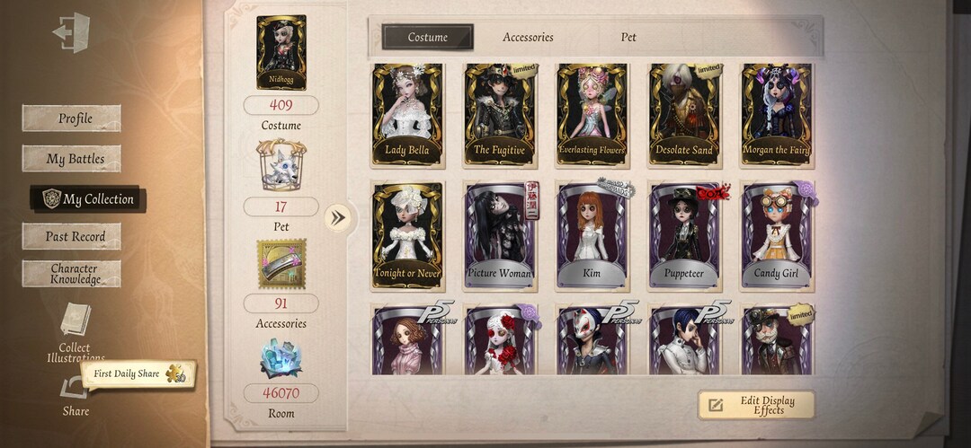 Identity V Account 9 S Tiers 66 A Tiers Rare Persona 5 Junji - Etsy