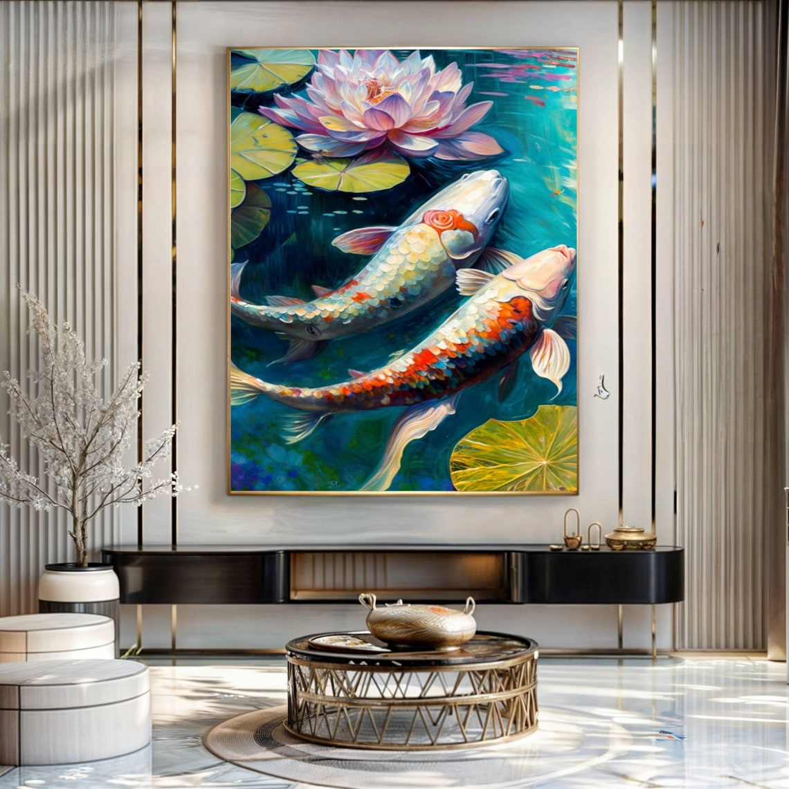 Oil Painting Koi Fish Painting - Digital Download, Printable Wall Art ...