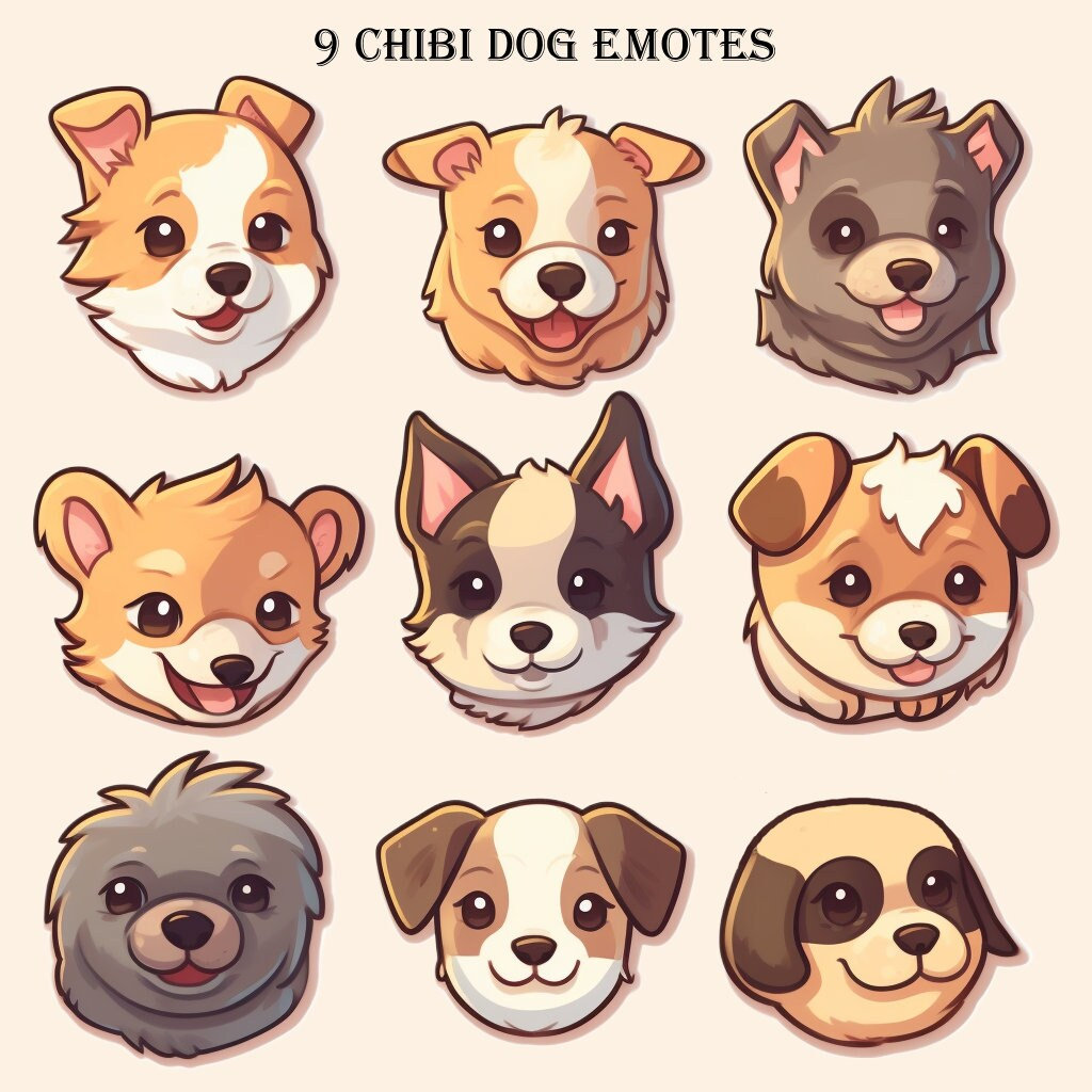 9 Chibi Dog Emotes for Twitch, Discord and More! - Etsy