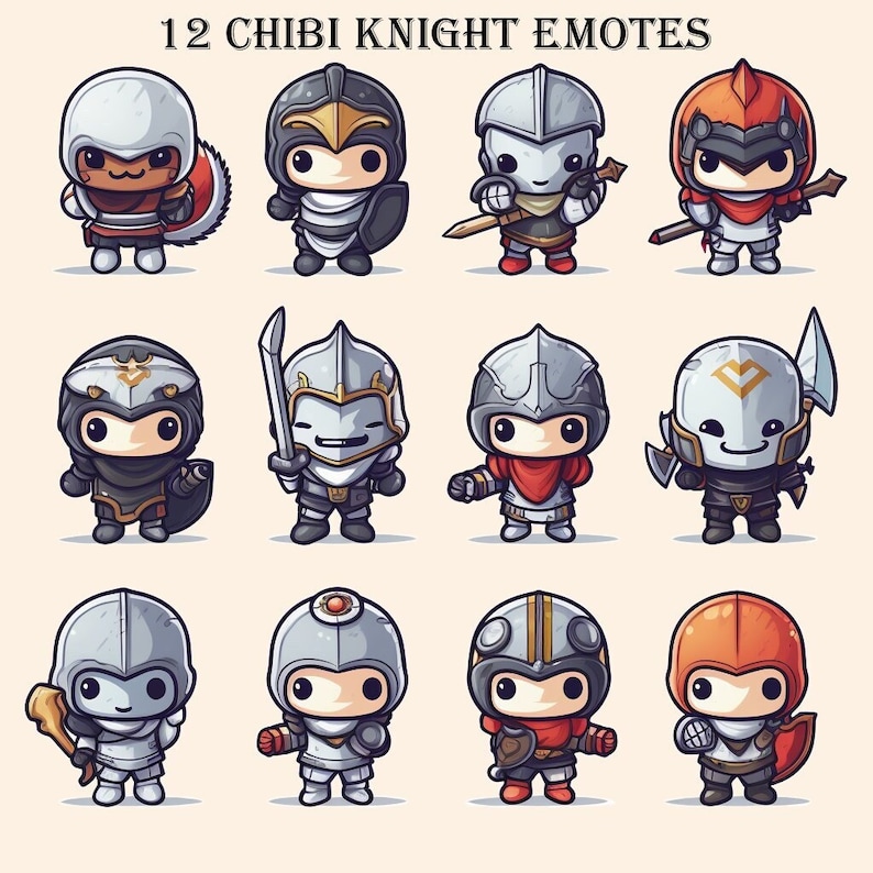 12 Chibi Knight Emotes for Discord, Twitch and More! - Etsy