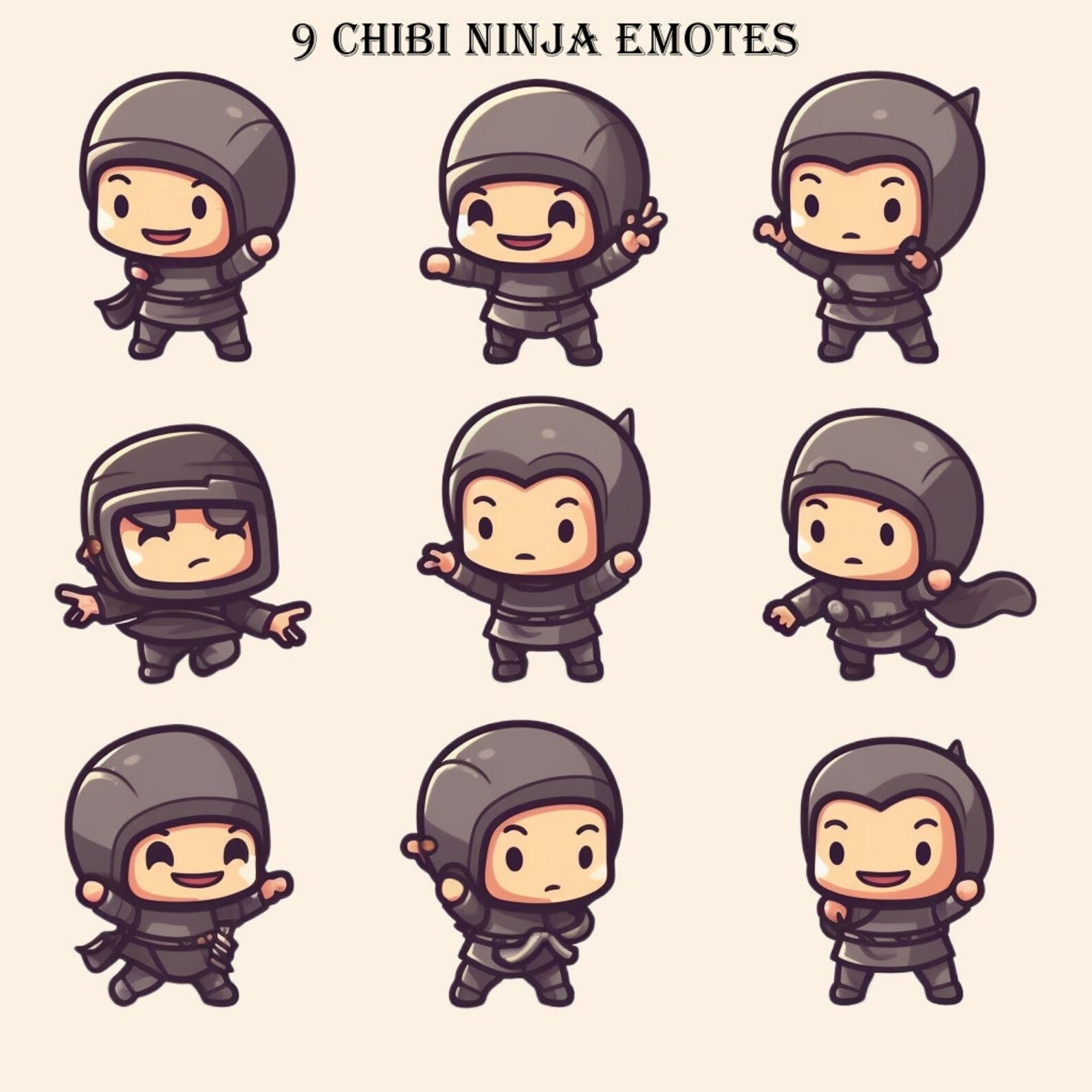 9 Chibi Ninja Emotes for Discord, Twitch and More! - Etsy