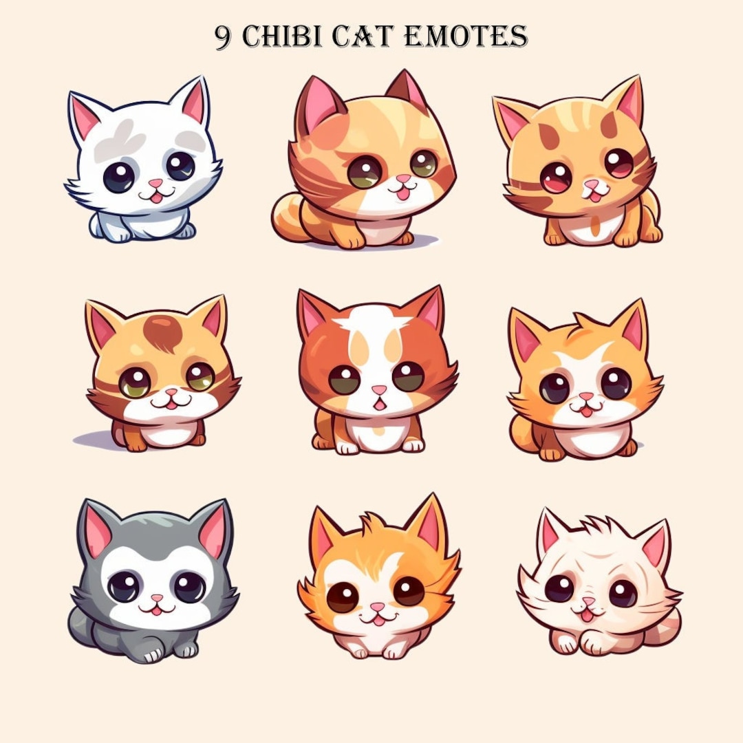 9 Chibi Cat Emotes for Twitch, Discord and More! - Etsy