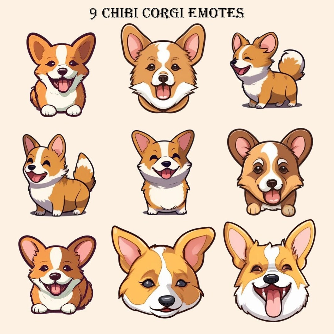 9 Chibi Corgi Emotes for Discord, Twitch and More! - Etsy