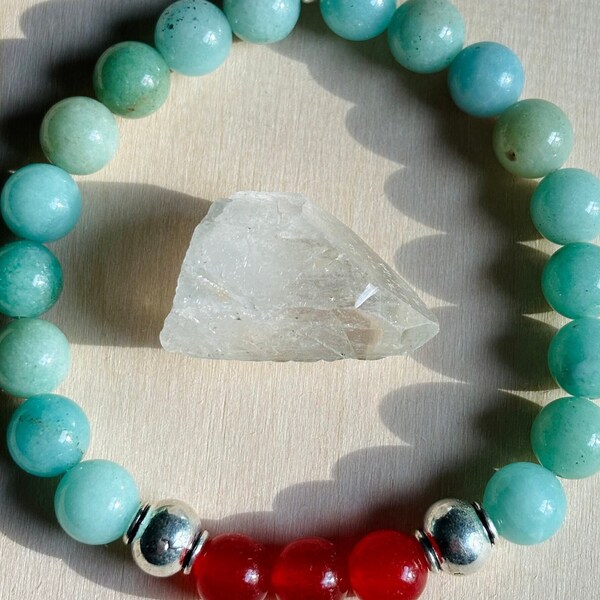 Ocean Blue Apatite and Clear Quartz Beaded Gemstone Bracelet - Etsy