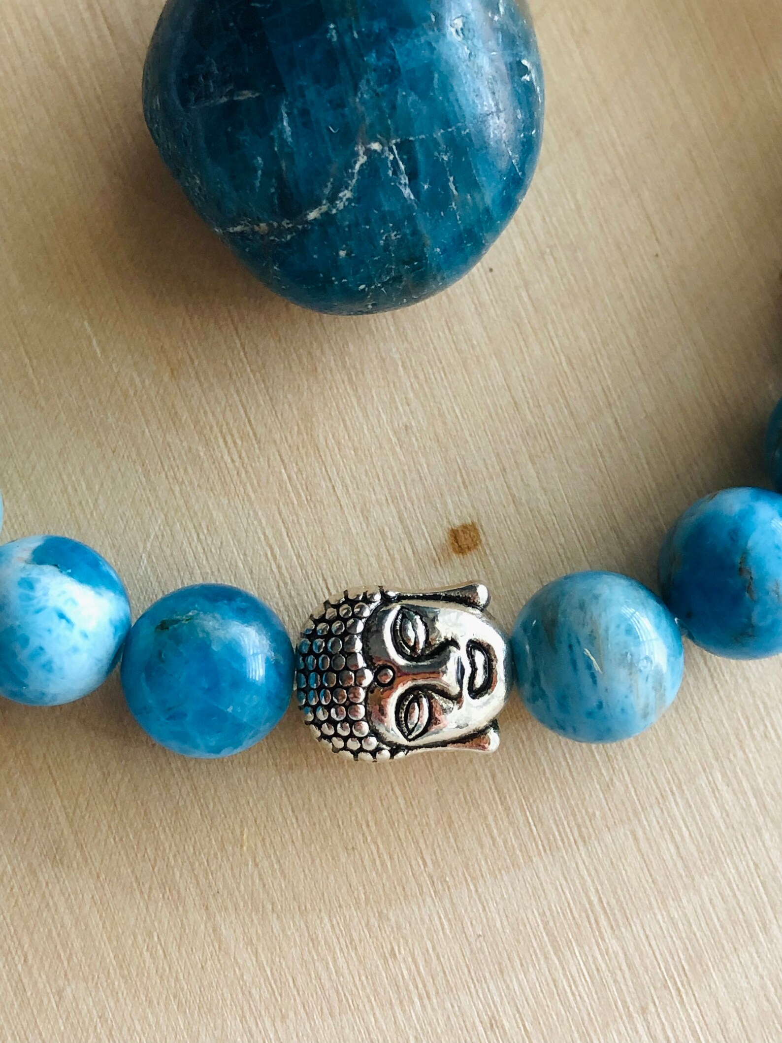 Ocean Blue Apatite and Clear Quartz Beaded Gemstone Bracelet - Etsy