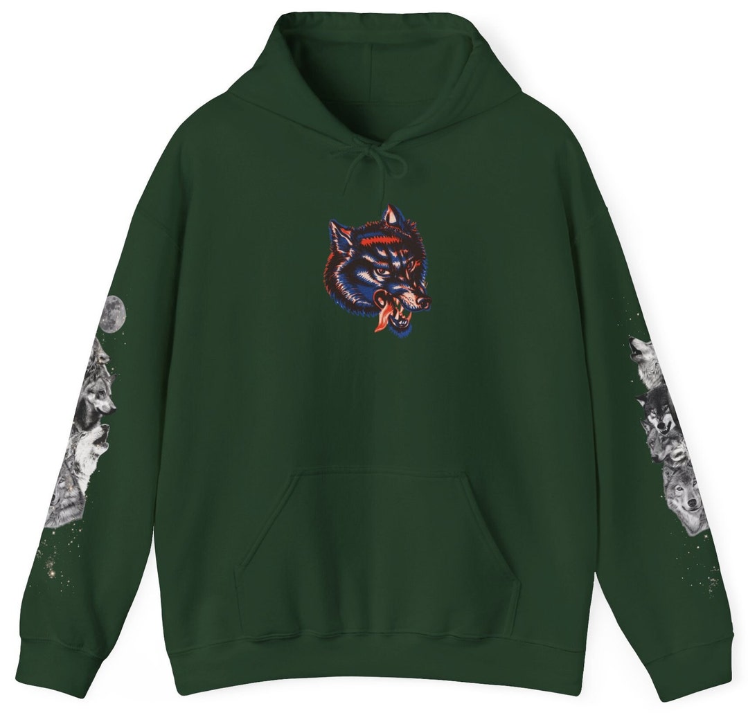 Wolves Vintage Graphic Sweater Shirt, Retro Wolf Moon Hoodie, Wolf ...