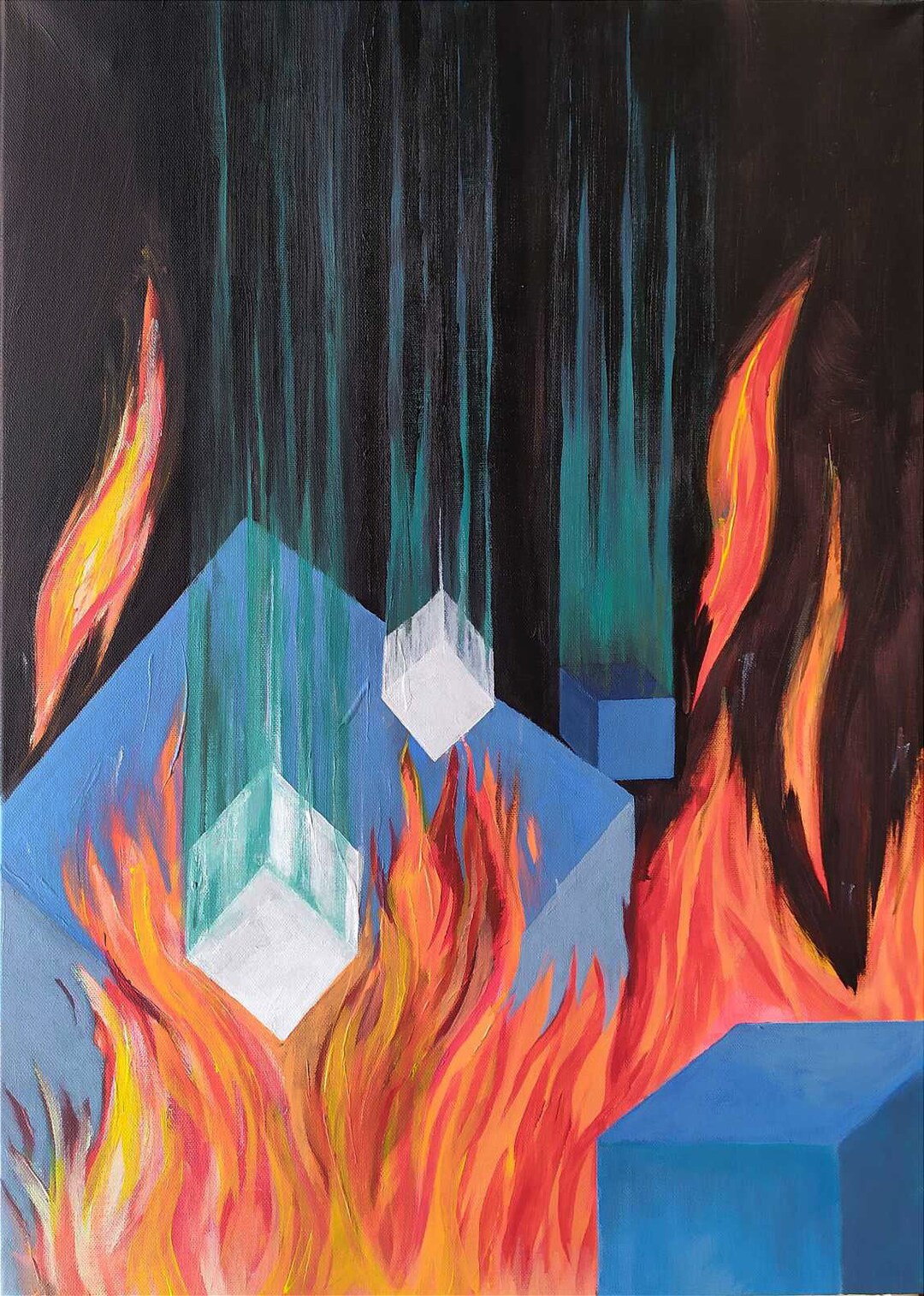 An Acrylic Painting Named "worried Cubes". - Etsy