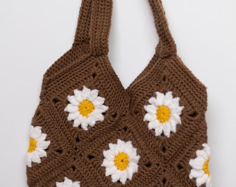 Crochet Sunflower & Daisy Granny Square Bag - Etsy