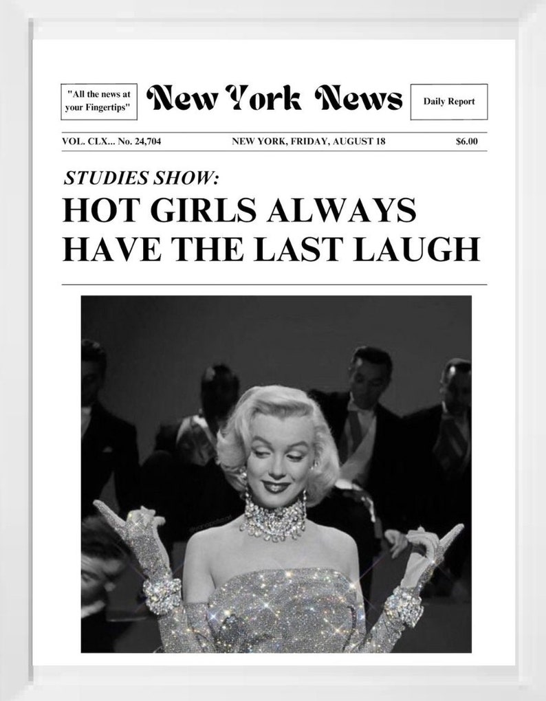 Trendy Newspaper Print, Vintage Wall Art, New York Times News, Preppy ...