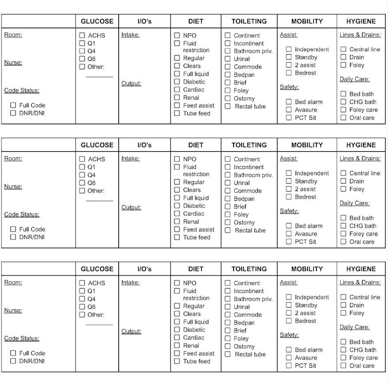 CNA / PCT Report Sheet - Etsy