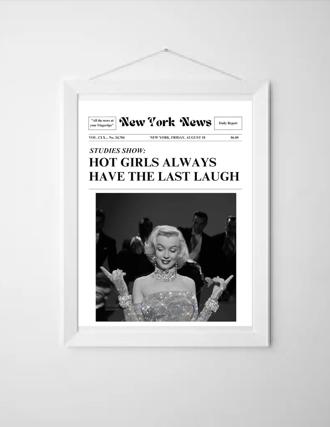 Trendy Newspaper Print, Vintage Wall Art, New York Times News, Preppy ...