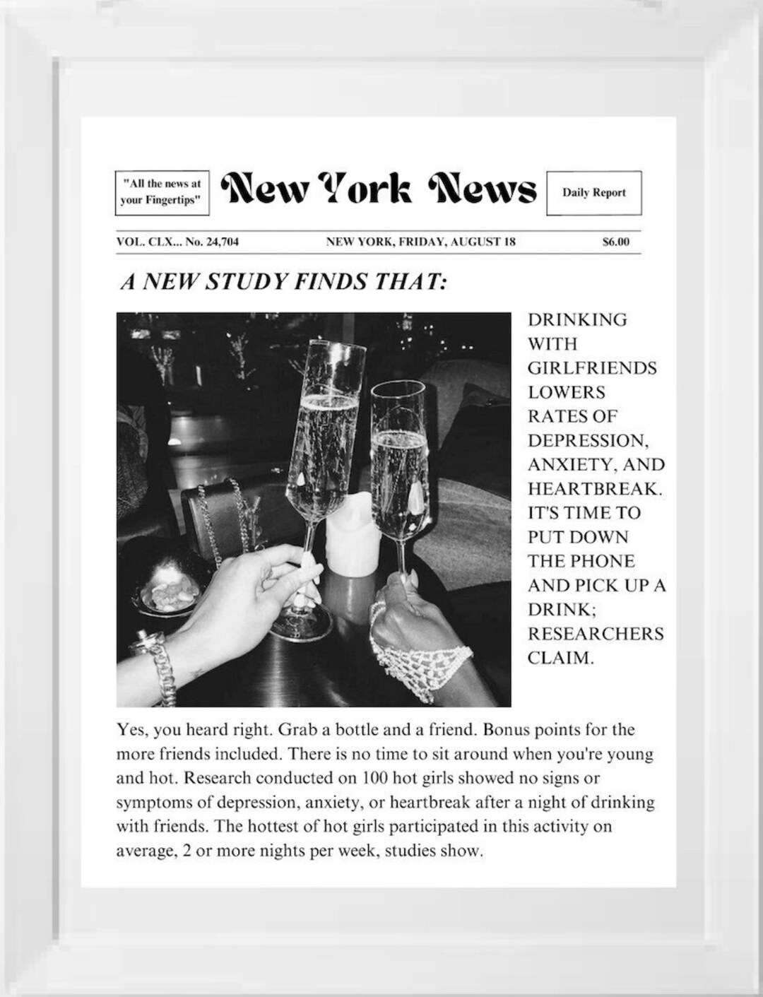 Trendy Newspaper Print, Vintage Wall Art, New York Times News, Preppy ...