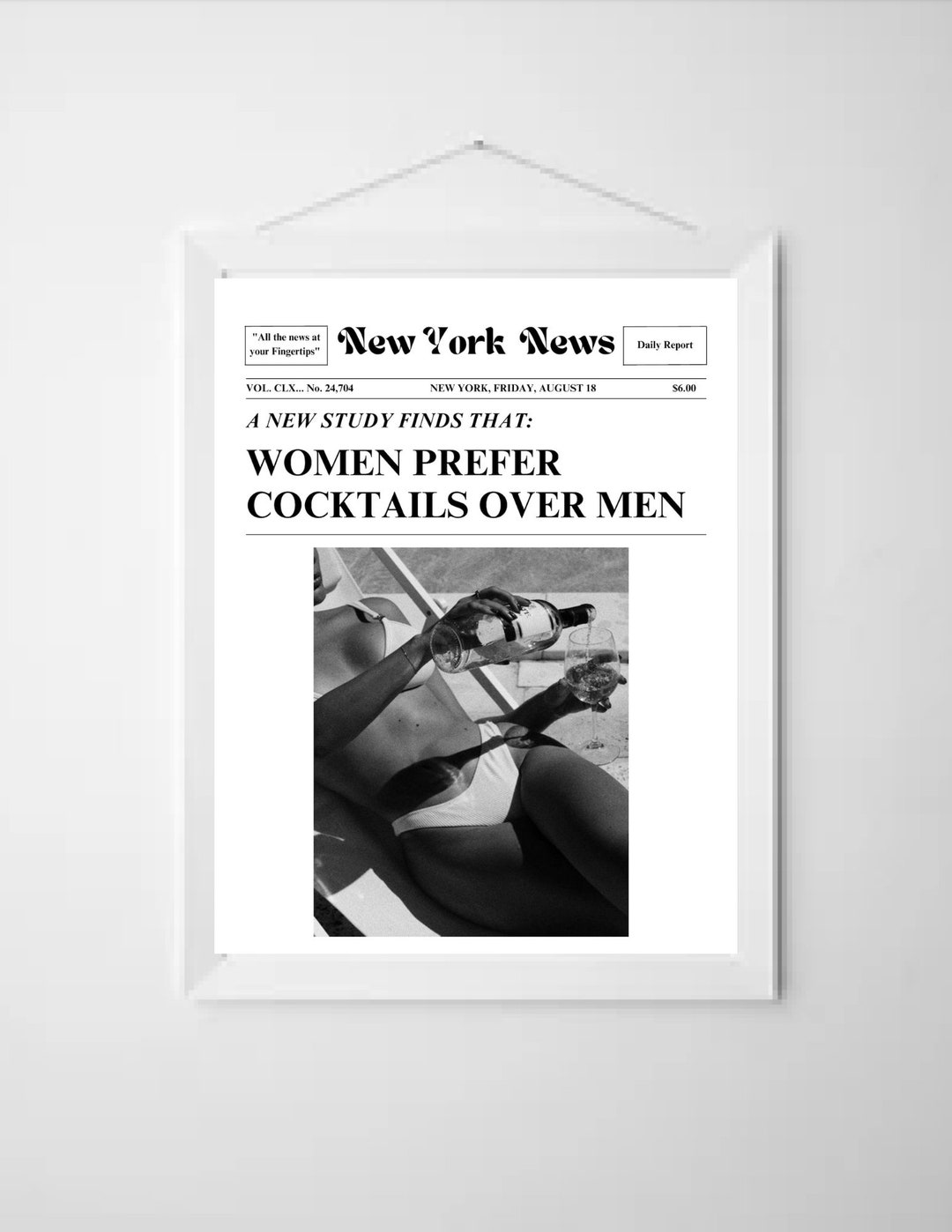 Trendy Newspaper Print, Vintage Wall Art, New York Times News, Preppy ...