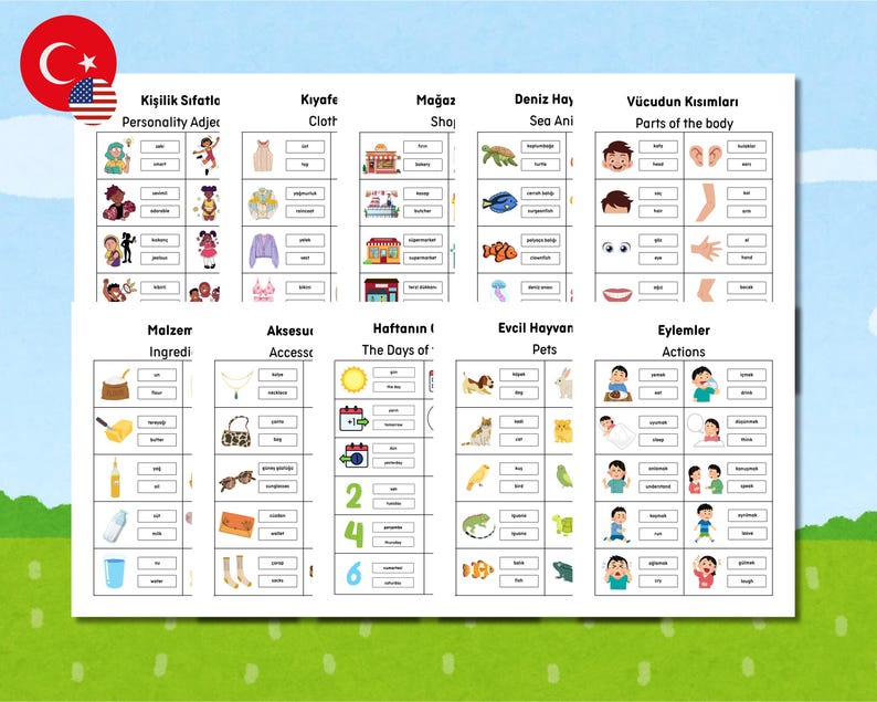 Printable Turkish Vocabulary Lists, Basic Turkish for Beginners, A1 ...