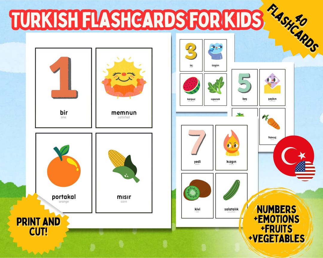 Turkish Flashcards for Kids, Early Turkish Language Education, Turkish ...