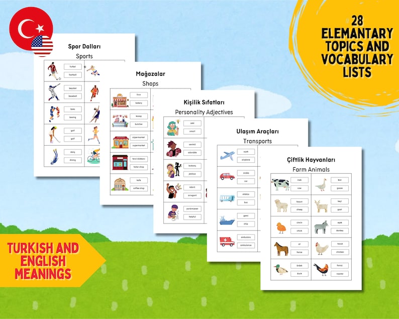 Printable Turkish Vocabulary Lists, Basic Turkish for Beginners, A1 ...