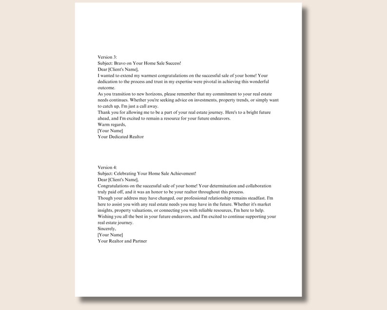 Real Estate Customer Engagement Letter Templates, Client Letters ...