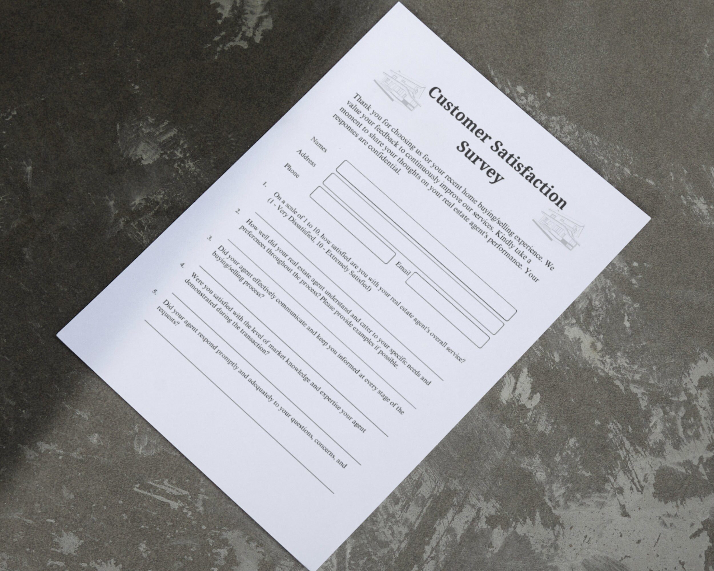 Realtor Customer Satisfaction Survey, Printable and Fillable PDF ...