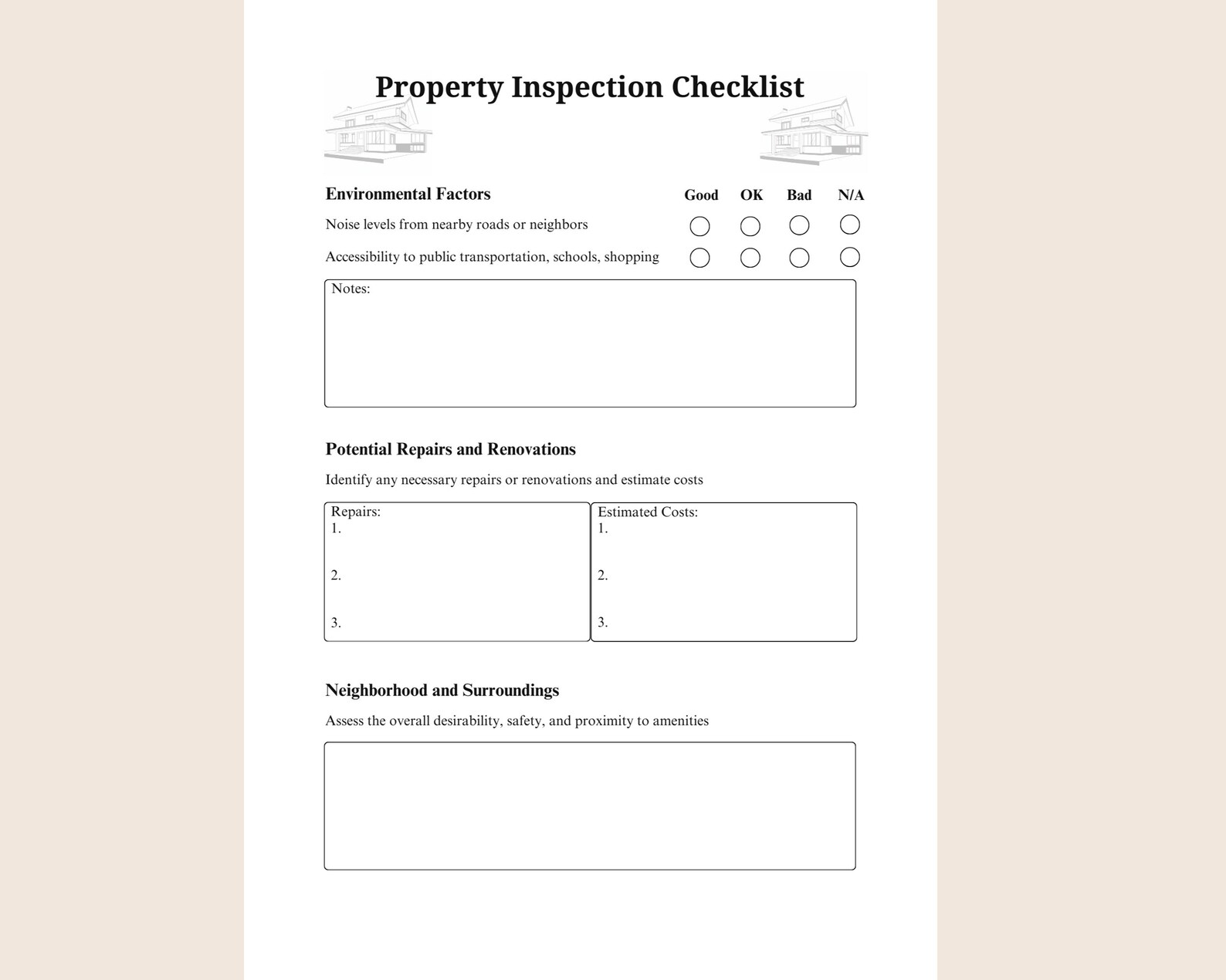 Home Inspection Checklist: Fillable Property Evaluation Tool (PDF) - Etsy