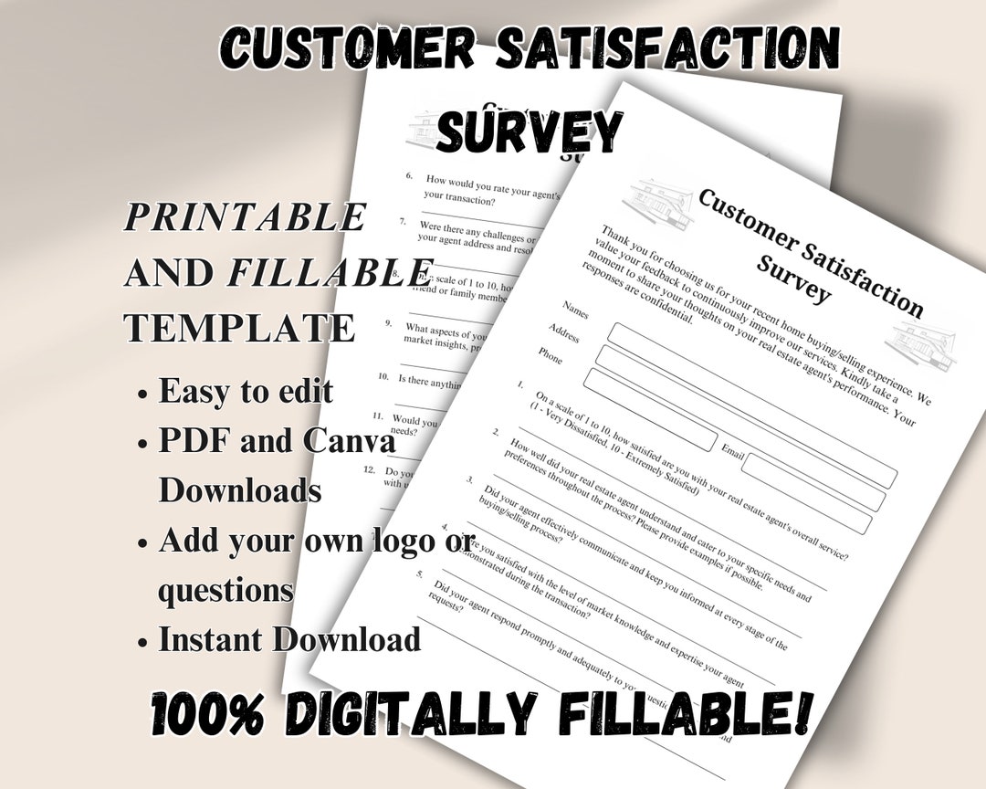 Realtor Customer Satisfaction Survey, Printable and Fillable PDF ...