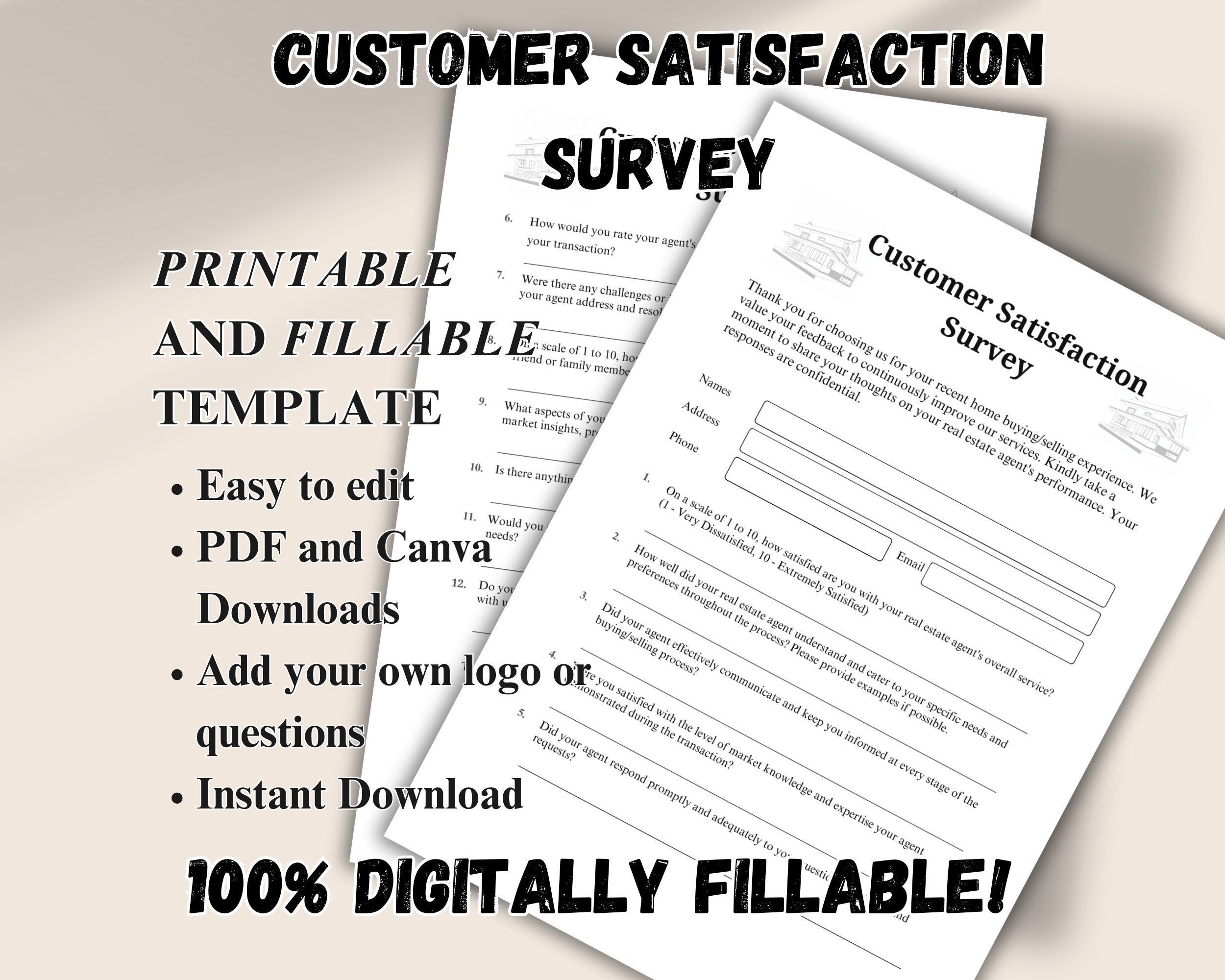 Realtor Customer Satisfaction Survey, Printable and Fillable PDF ...