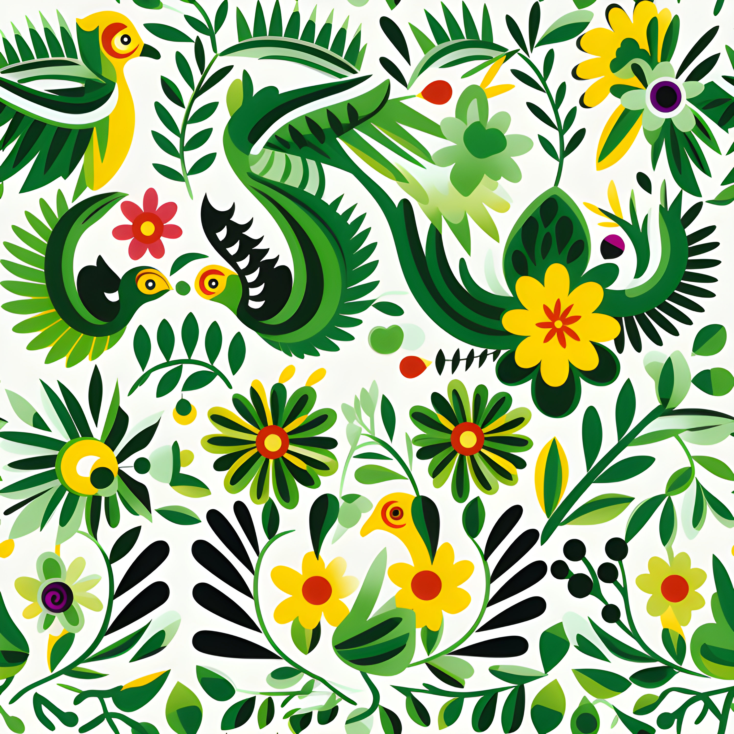 Green Mexican Embroidery Art Digital Paper | 12 Seamless Prints, Folk ...