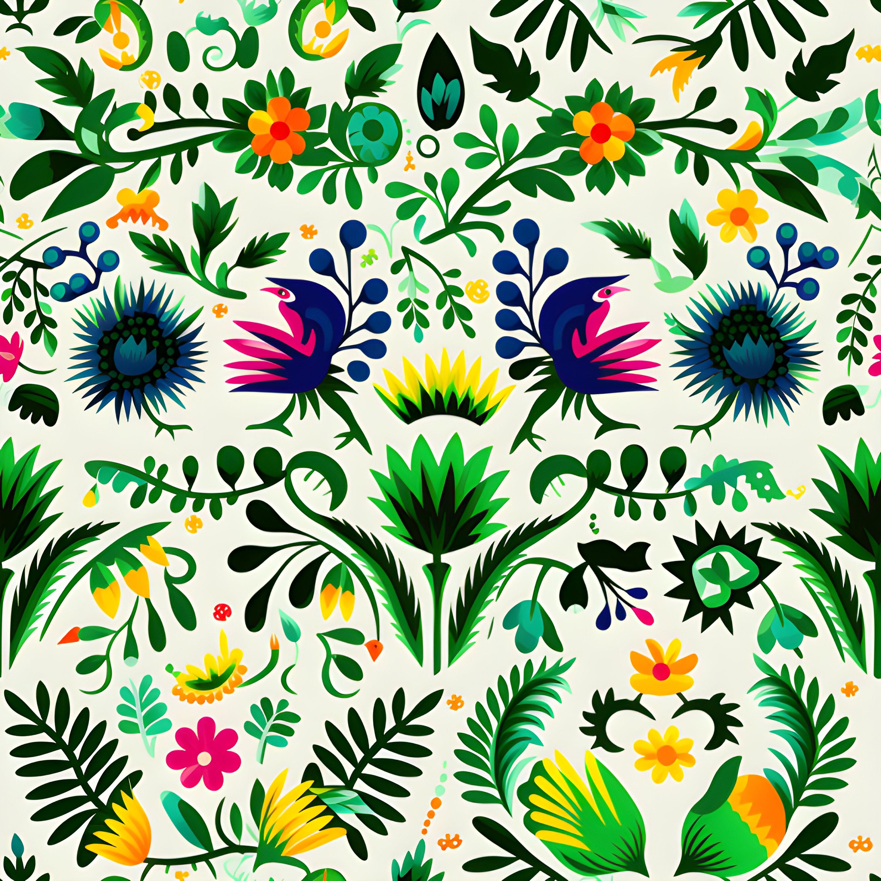 Green Mexican Embroidery Art Digital Paper | 12 Seamless Prints, Folk ...