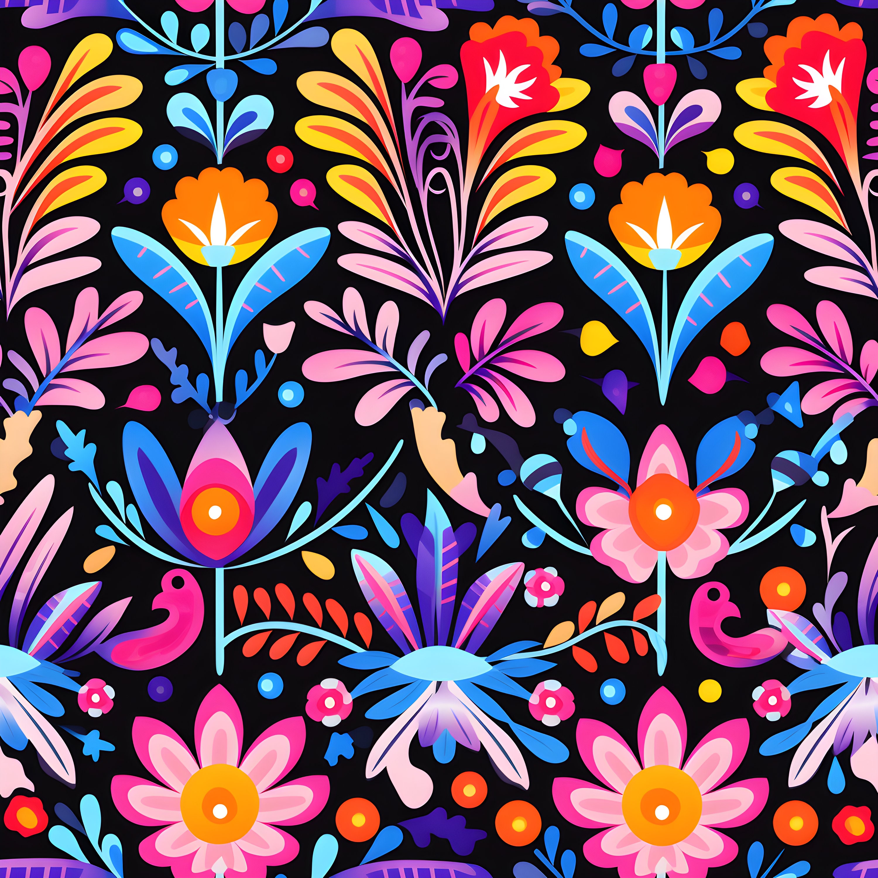 Mexican Embroidery Art Digital Paper | 24 Seamless Prints, Folk Art ...