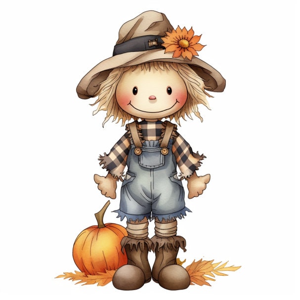 Scarecrow Farm Clipart PNG Bundle 30 Images Easy Silhouette - Etsy