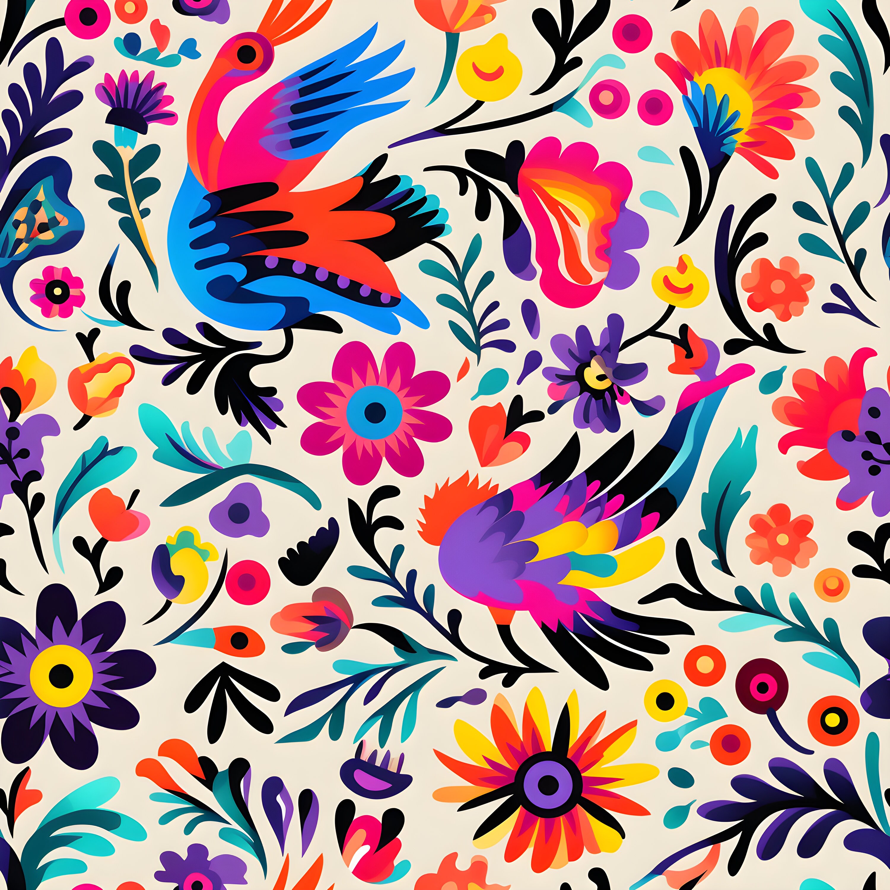 Mexican Embroidery Art Digital Paper | 24 Seamless Prints, Folk Art ...