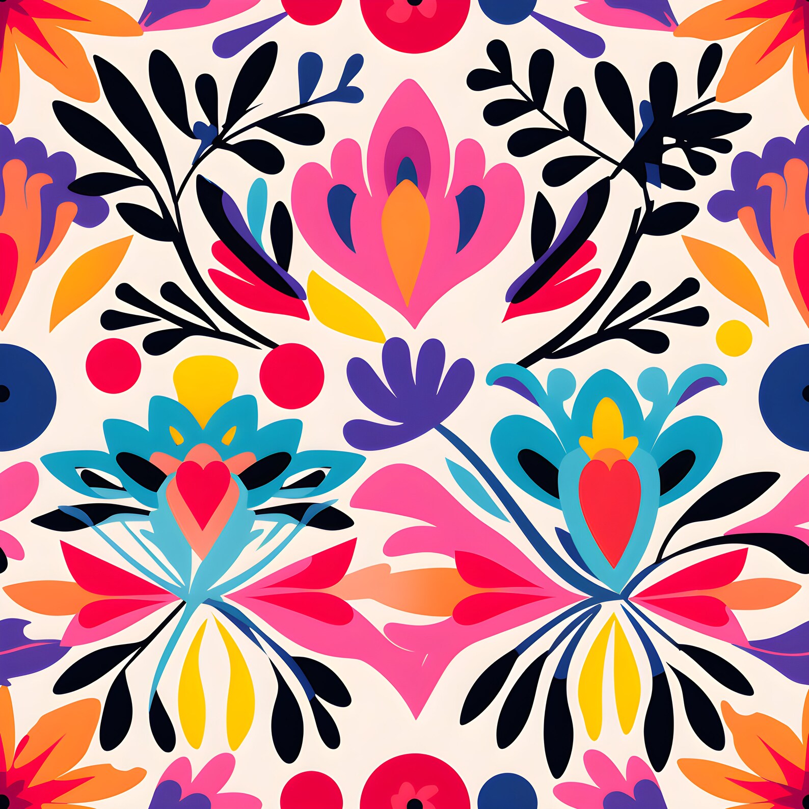 Mexican Embroidery Art Digital Paper | 24 Seamless Prints, Folk Art ...