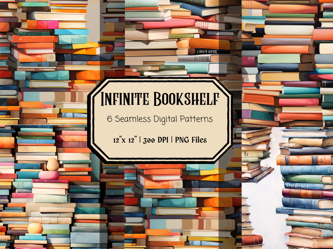 Repeating Book Pattern | 6 Seamless Prints, Graphic Digital Paper ...