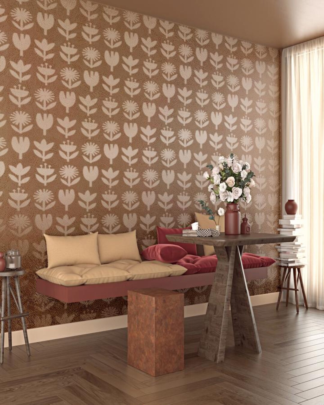 Kerberos Botanical Stencil-floral Stencil for Painting Walls-flower ...