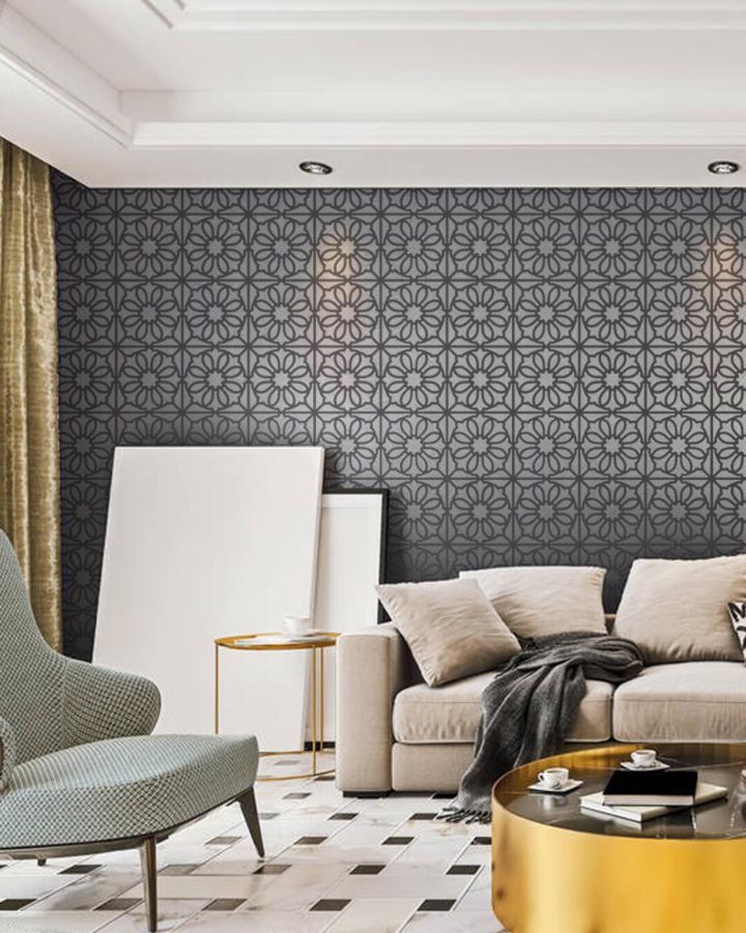 Menelaus Wall Art Stencil - Bohemian Boho Chic Indian Decor-classic ...