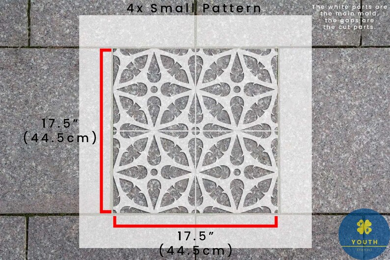 Teague Tile Stencil - Cement Tile Stencil for Painting Floors and ...