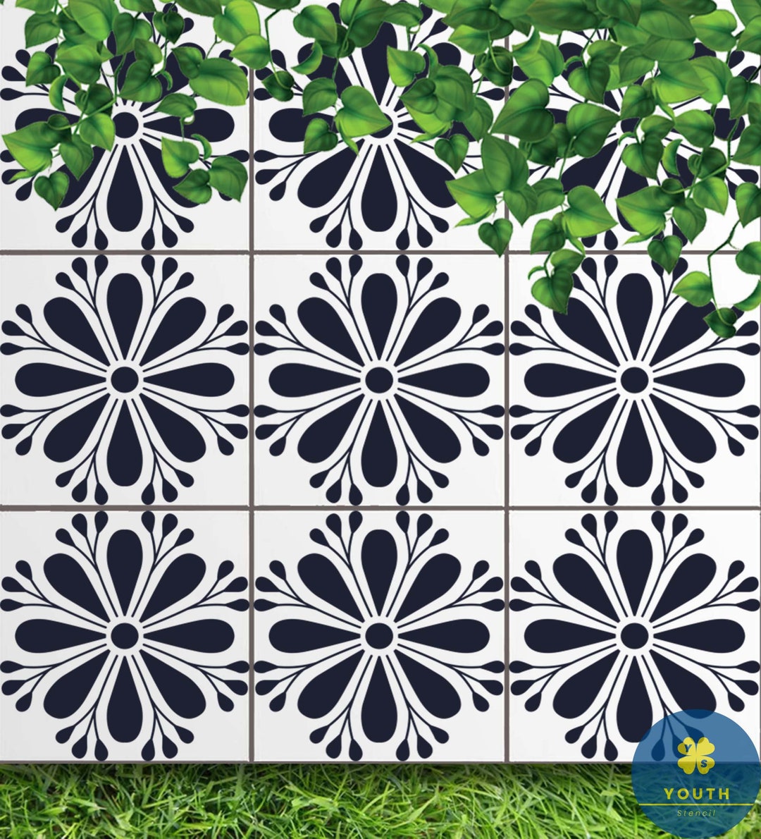Seilenos Tile Stencil - Cement Tile Stencils for Painting Tile-easy and ...