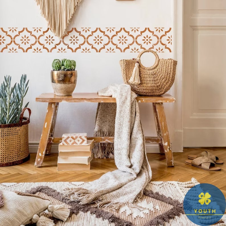 Hadrian Moroccan Stencil Border Stencil Reusable and - Etsy