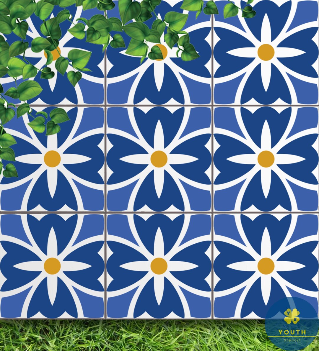 Philomena Tile Stencil - Cement Tile Stencils for Painting Tile-easy ...