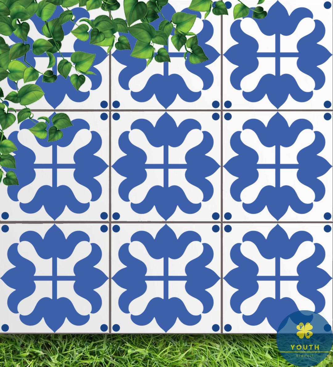 Philophrosyne Tile Stencil - Cement Tile Stencil for Painting Floors ...