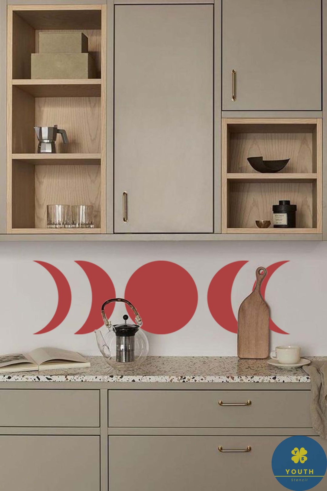 Eithne Boho Stencil-art Deco Mid Century Wall Stencil-boho Moon Phases ...