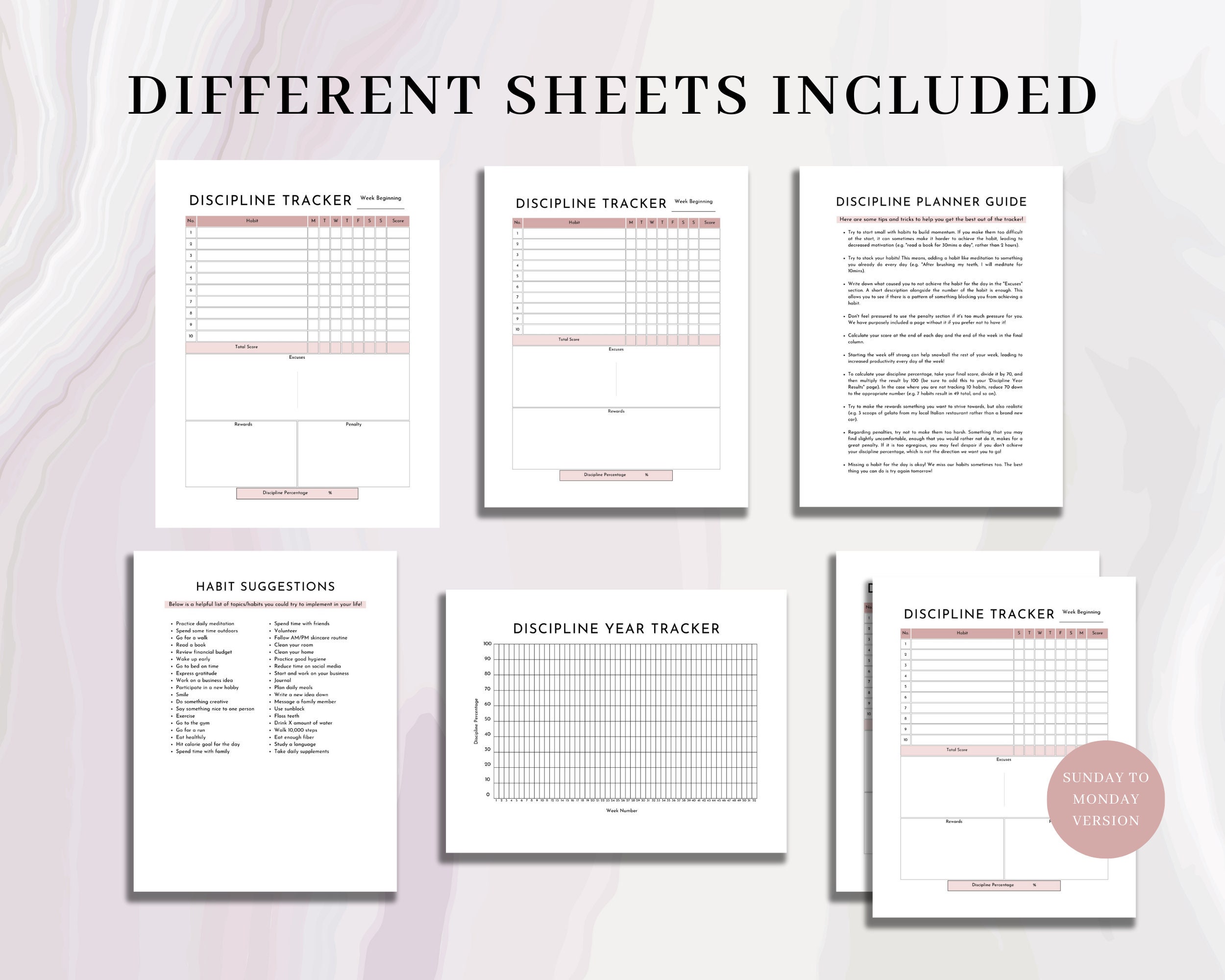 Pastel Discipline Habit Tracker for Accountability and Achieving Peak ...