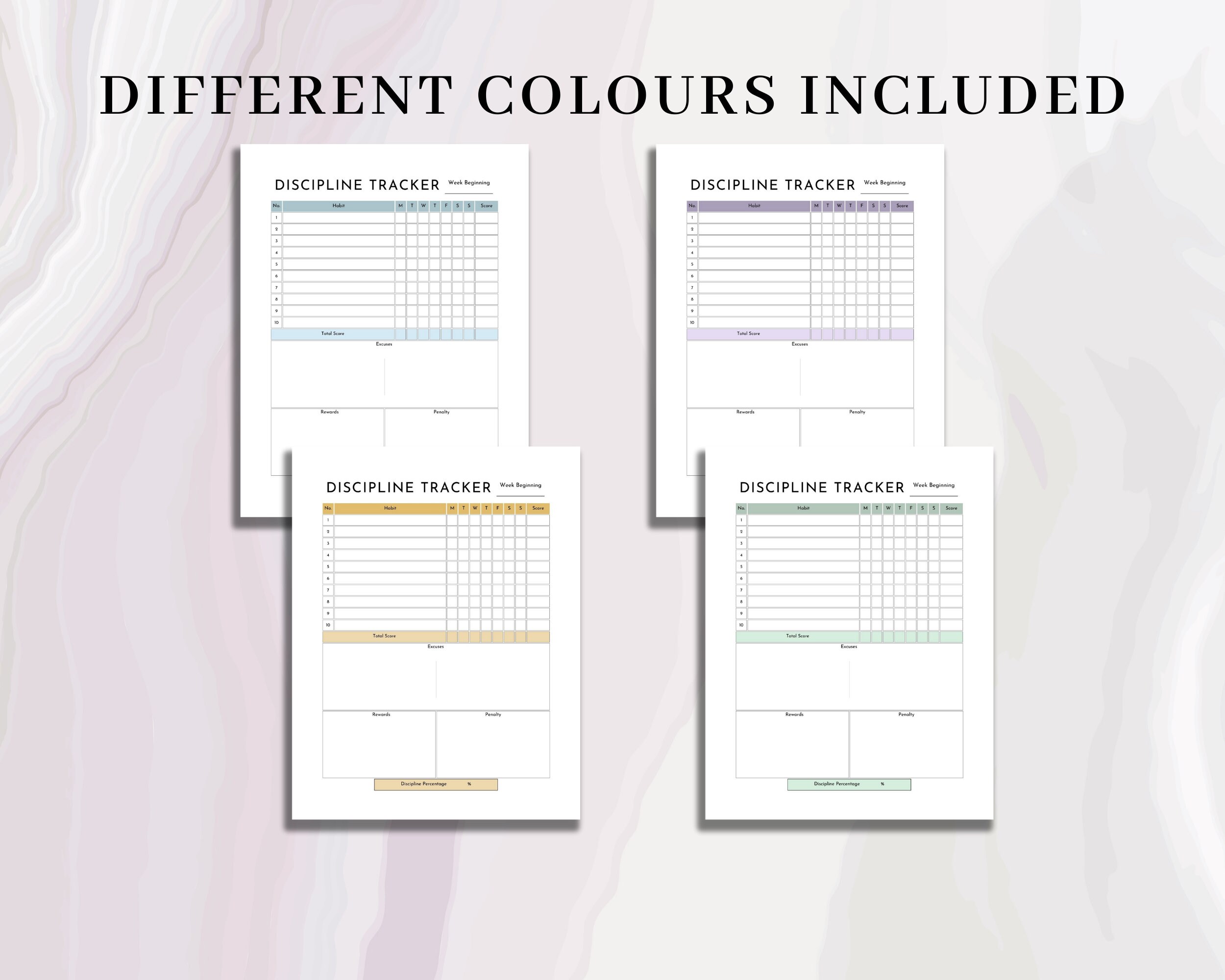 Pastel Discipline Habit Tracker for Accountability and Achieving Peak ...