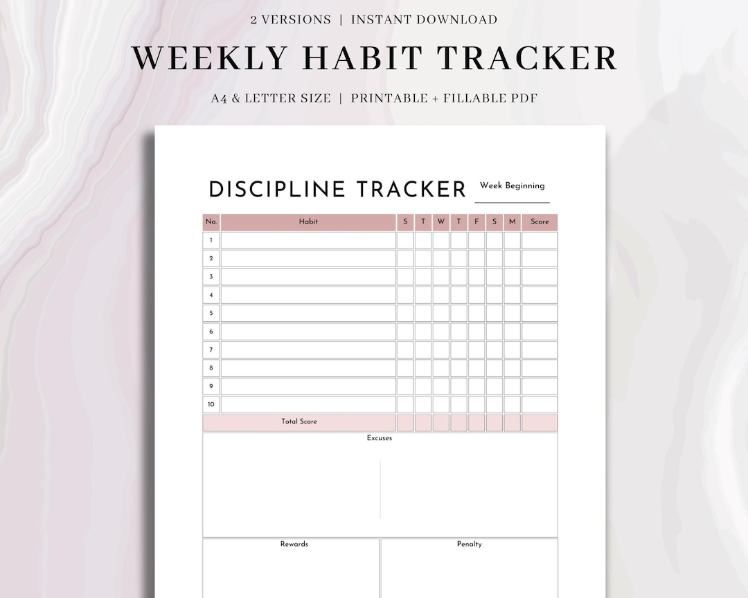 Pastel Discipline Habit Tracker for Accountability and Achieving Peak ...
