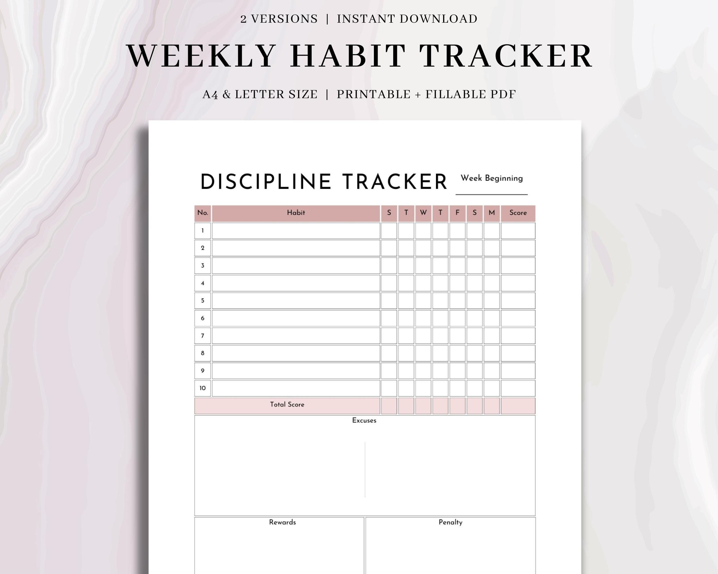 Pastel Discipline Habit Tracker for Accountability and Achieving Peak ...