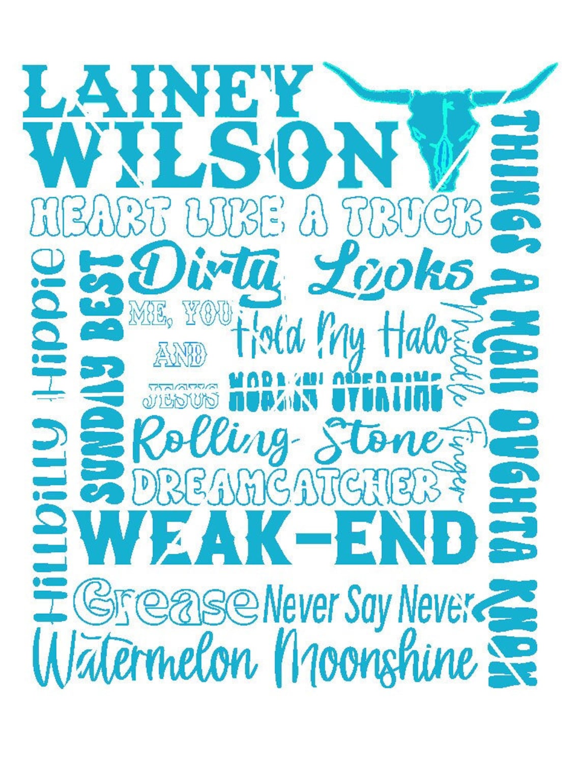 Lainey Wilson Collage Song Lyrics TEAL IMAGE - Etsy