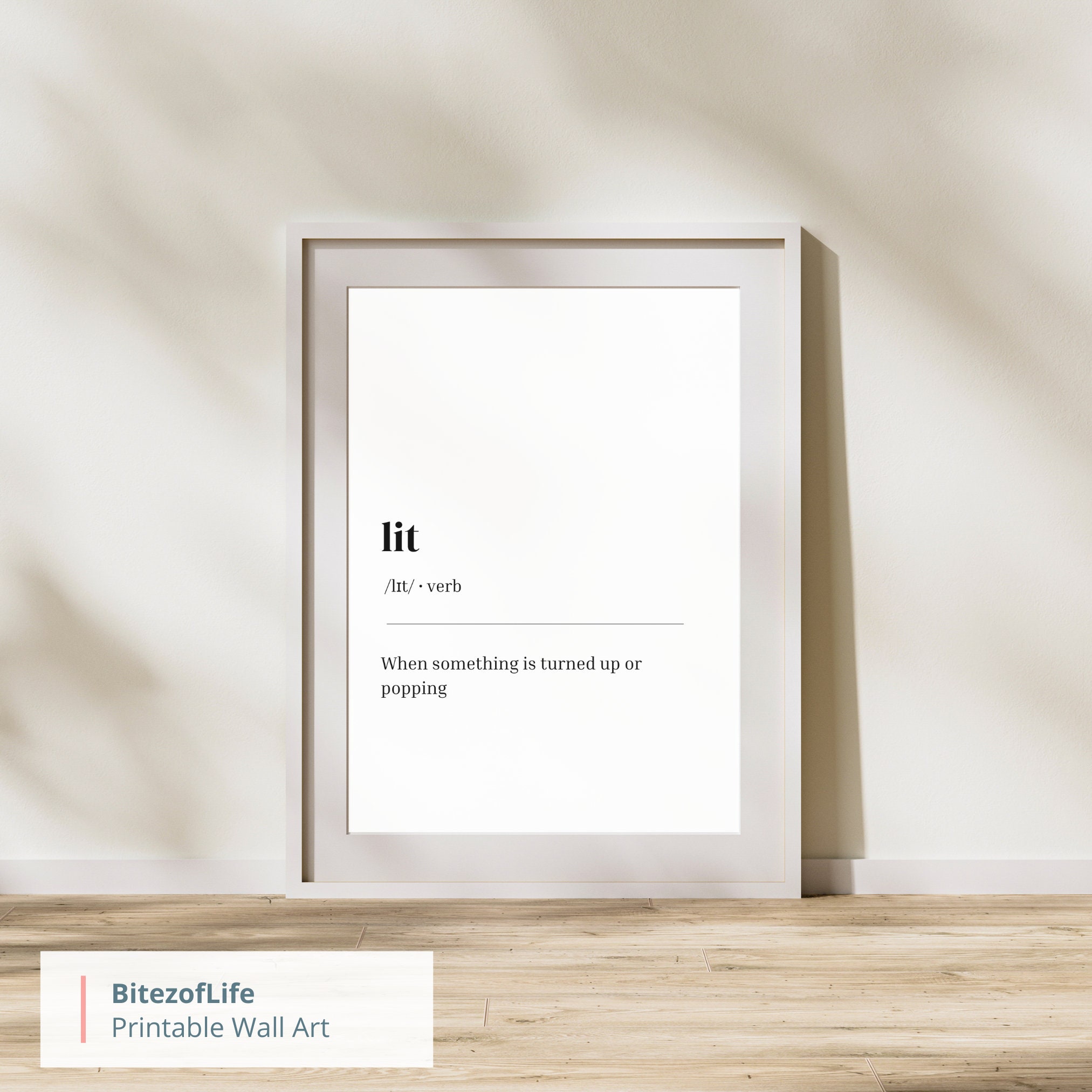LIT Definition Printable Word Art Wall Art Minimalist Poster Instant ...