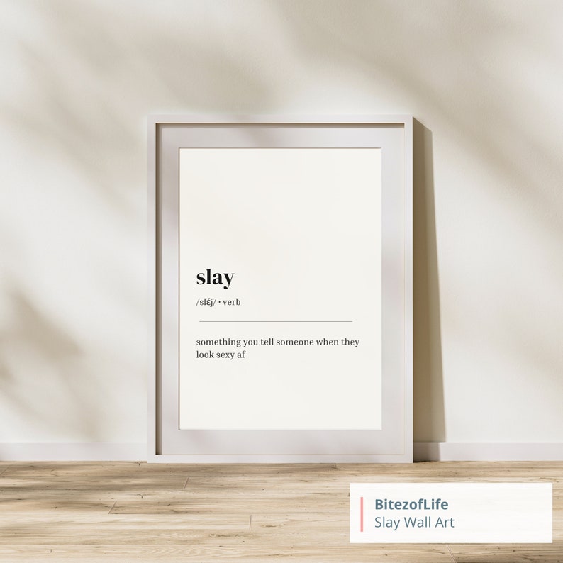 Slay Definition Printable Word Art Wall Art Minimalist Poster Instant ...