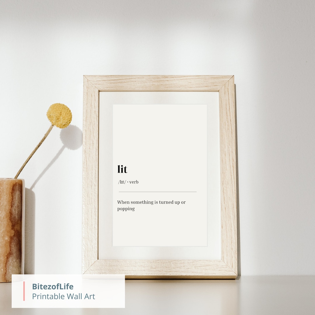 LIT Definition Printable Word Art Wall Art Minimalist Poster Instant ...