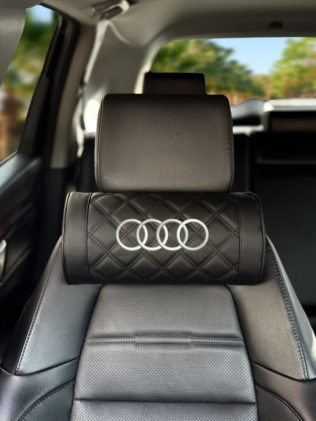Luxury Audi Headrest Neck Rest Leather Memory Foam Car Seat Pillow ...