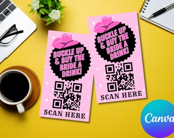 Tropical Buy the Bride a Drink QR Code Card Template Bachelorette Party ...